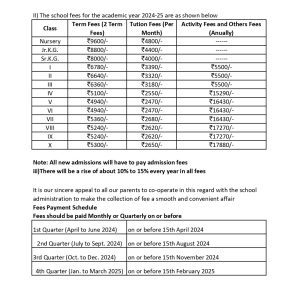 Fees Structure | Mahatma International School